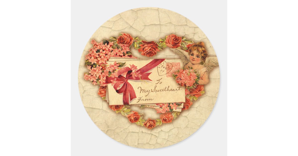 Victorian Valentine Classic Round Sticker | Zazzle