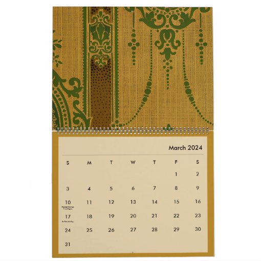 Victorian Vintage Edwardian Era Wallpaper Patterns Calendar | Zazzle