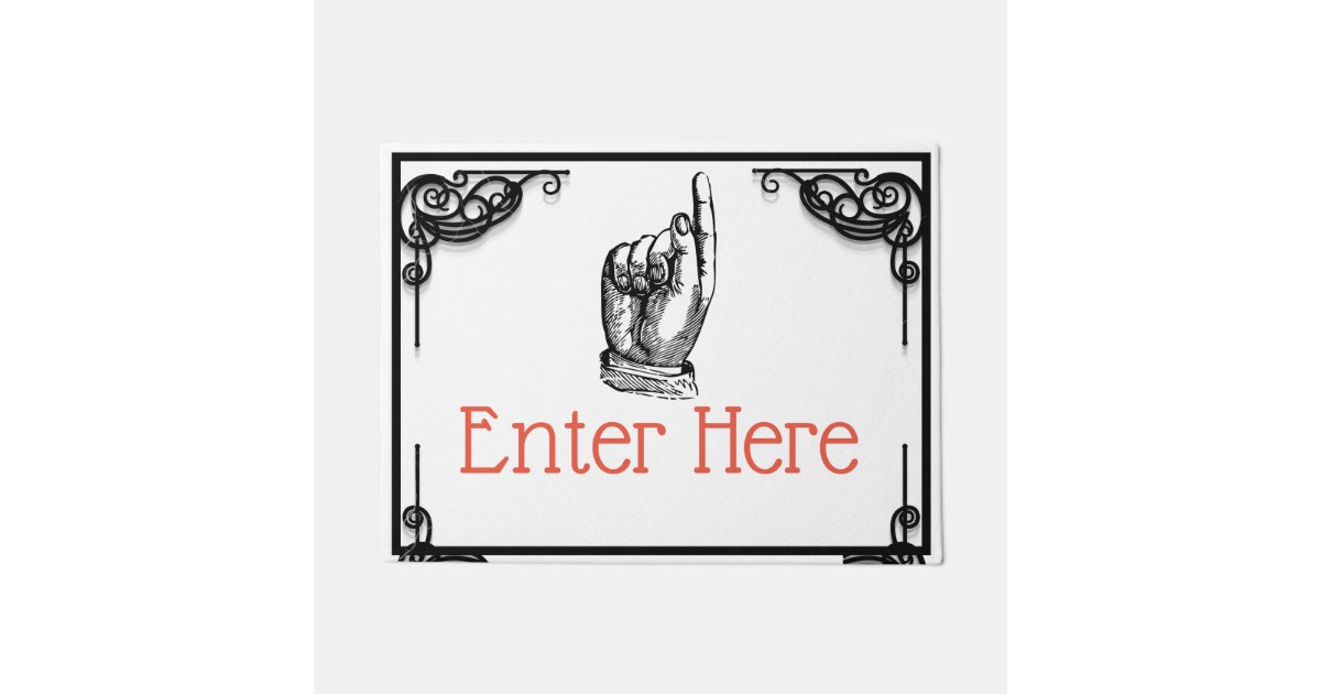 Victorian vintage finger pointing hand doormat | Zazzle