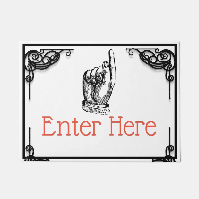 Victorian vintage finger pointing hand doormat | Zazzle