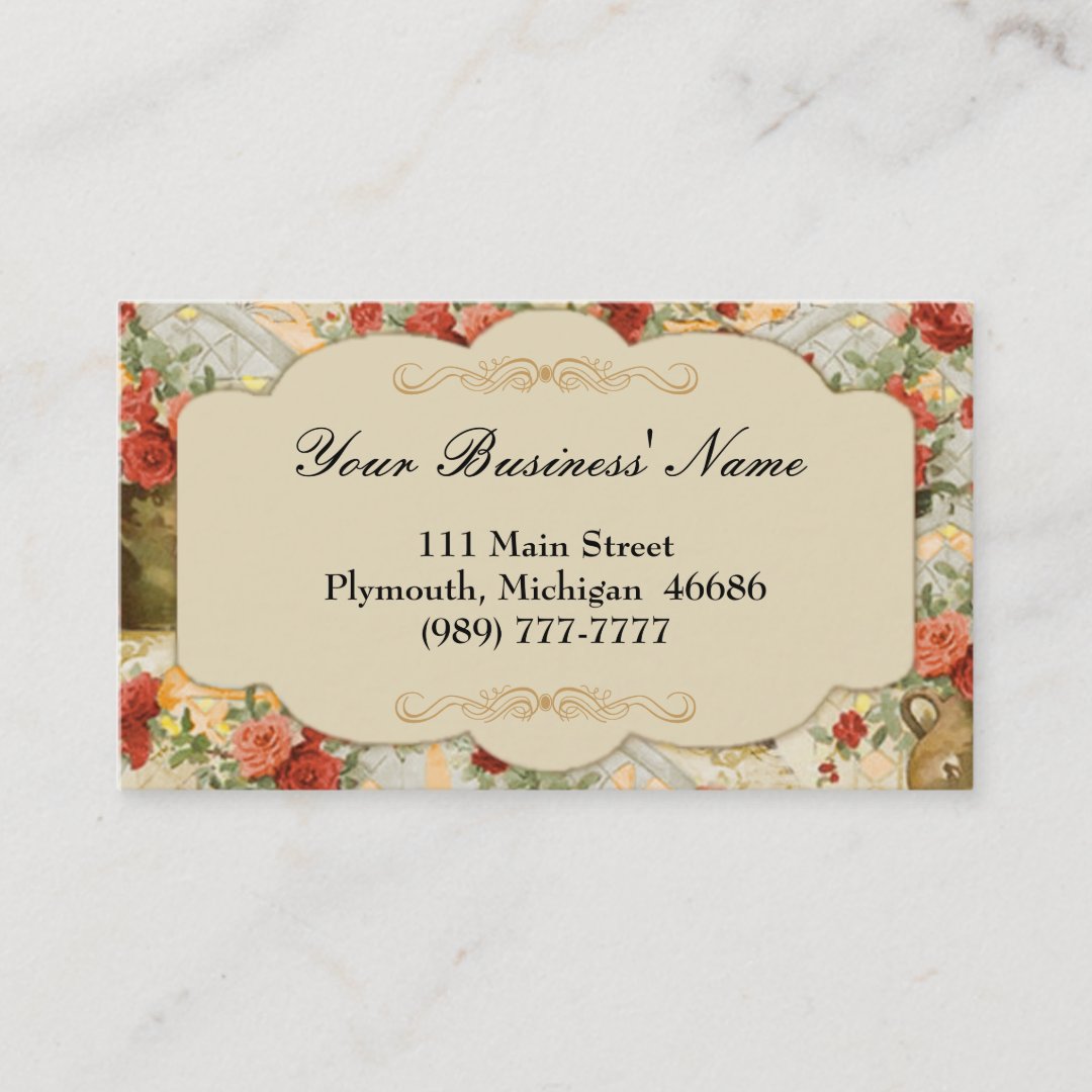 Victorian Vintage Floral Business Card | Zazzle