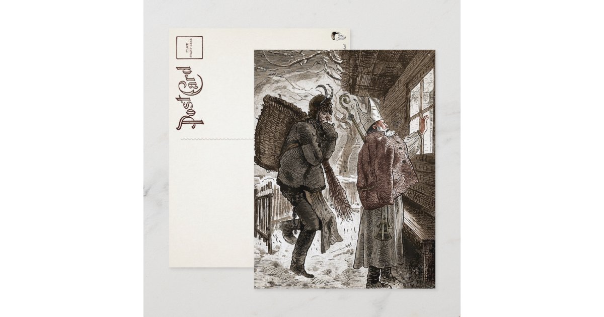 Victorian Vintage Hans Trapp and St. Nick Postcard | Zazzle