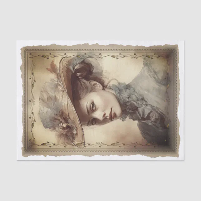 Victorian Vintage Lady Portrait Decoupage Tissue Paper | Zazzle