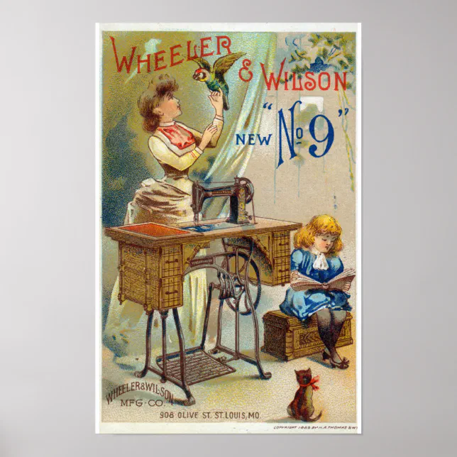 Victorian Vintage sewing machine advertisement Poster | Zazzle