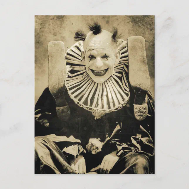 Victorian Weird Creepy Clown Smiling Postcard | Zazzle