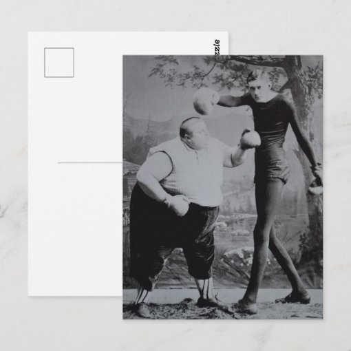 Victorian Weird Fat and Skinny Boxer Postcard | Zazzle