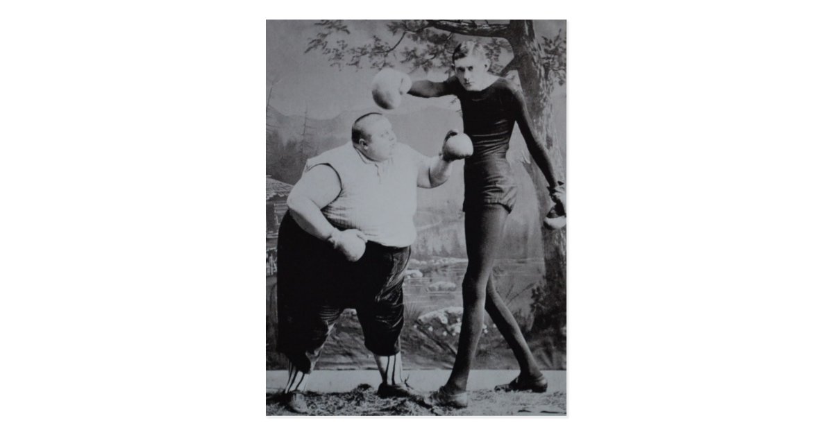 Victorian Weird Fat and Skinny Boxer Postcard | Zazzle.com