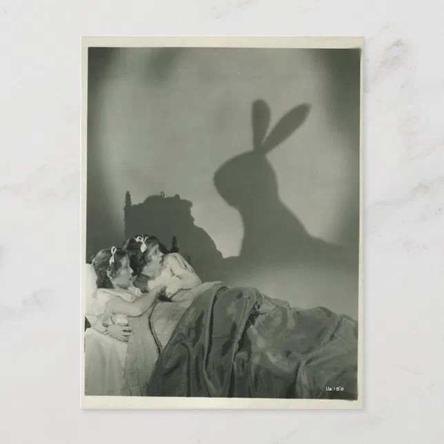 Victorian Weird Two Girls Scared by Rabbit Shadow Postcard | Zazzle