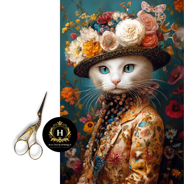 Victorian White Cat Decoupage Tissue Paper | Zazzle