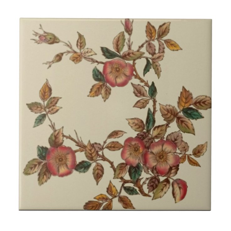Victorian Wild Rose Transferware Repro Art Ceramic Tile | Zazzle