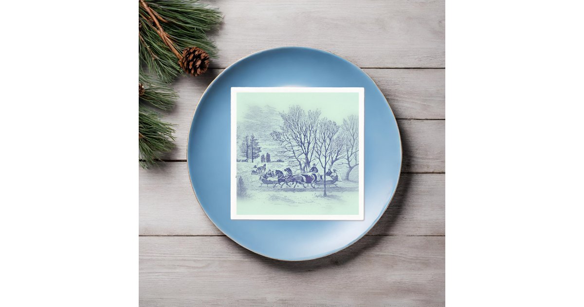 Victorian winter scene paper napkins | Zazzle