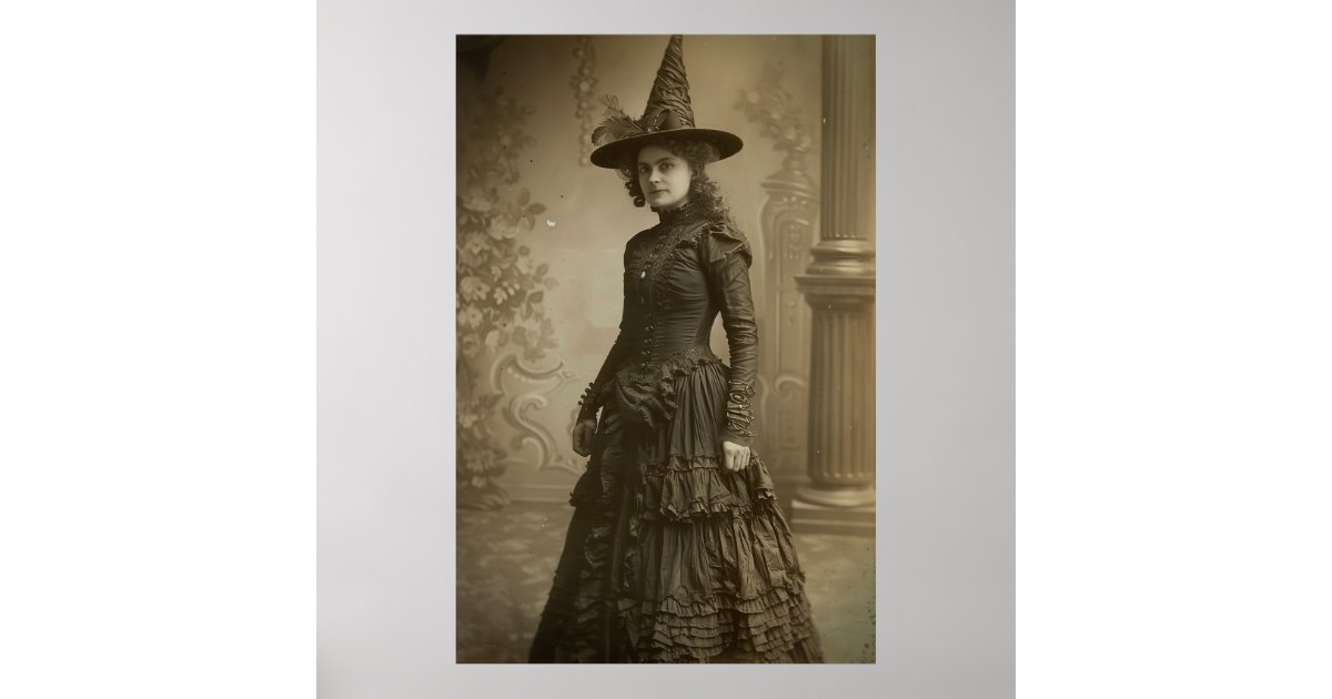 Victorian Witch Sepia Portrait style 2 Poster | Zazzle
