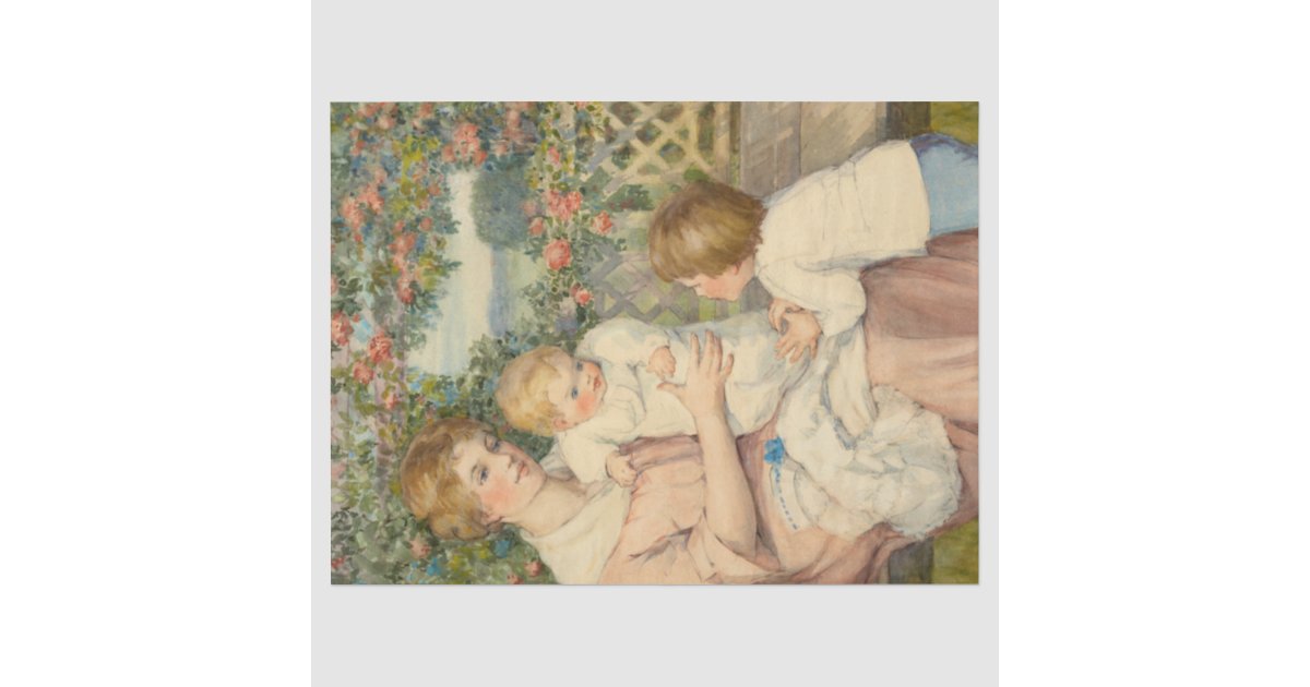 Victorian Woman and Children Decoupage Decoupaging Tissue Paper | Zazzle