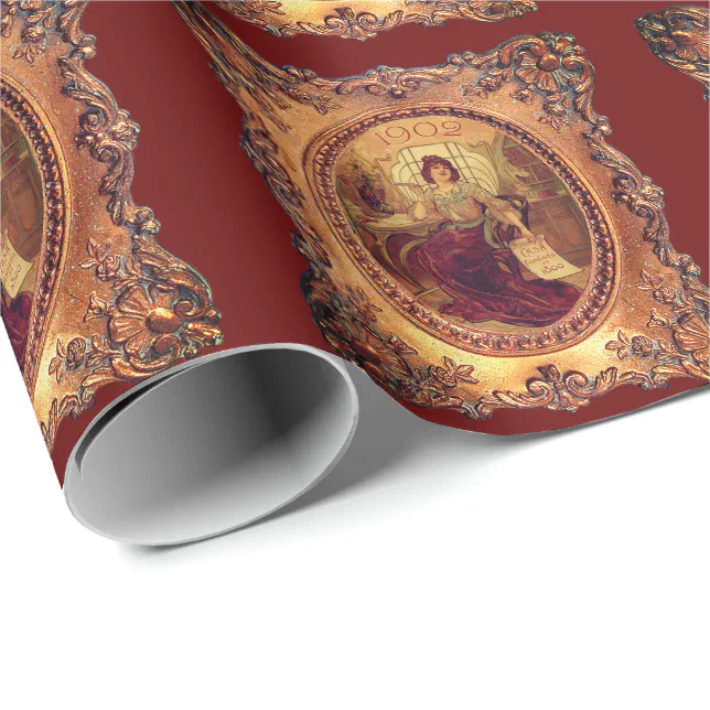Victorian woman in elegant Victorian frame Wrapping Paper | Zazzle