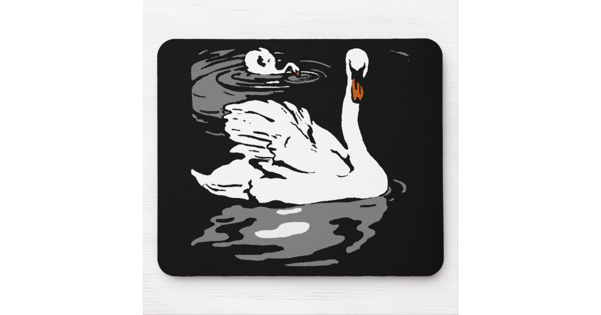 Victorian Woodcut Swans Mousepad | Zazzle