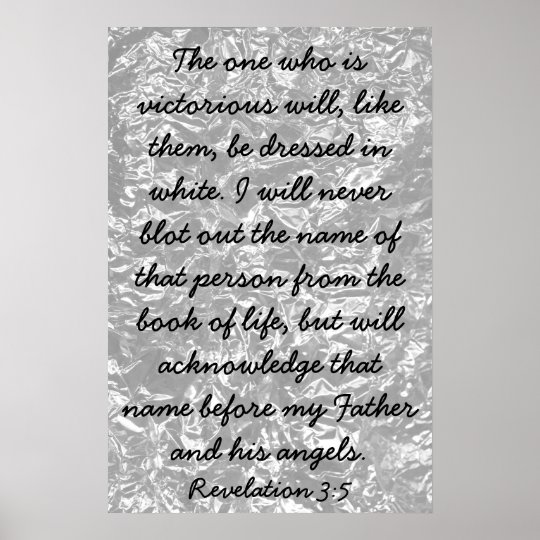 Victorious bible verse Revelations 3:5 Poster | Zazzle.com