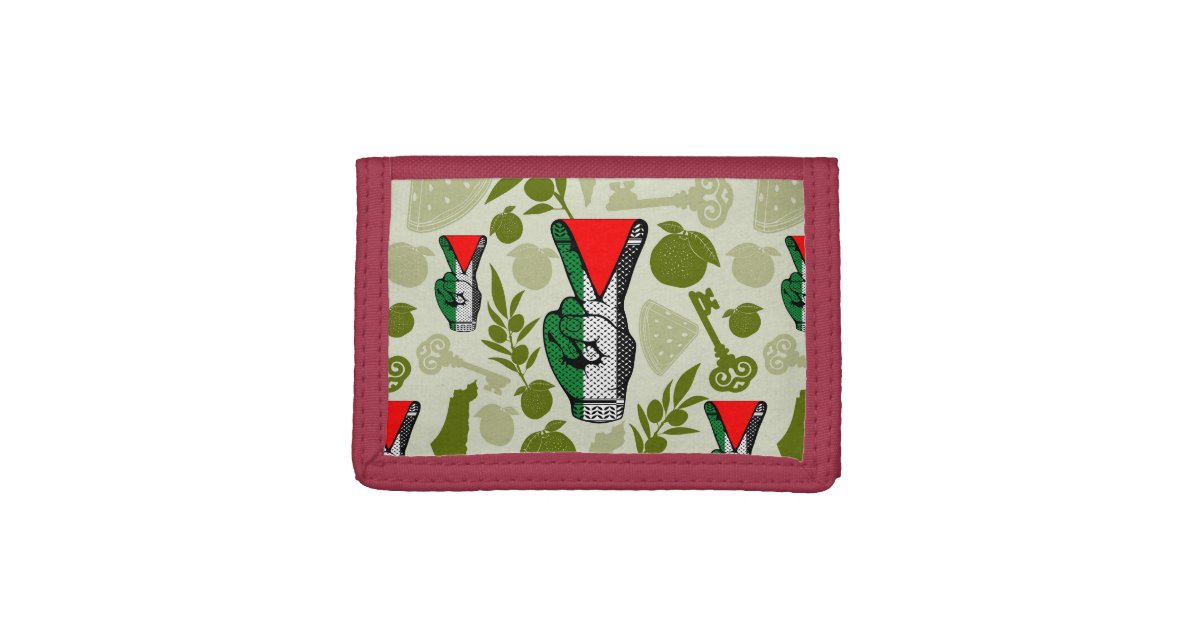 Victory Sign Hand Resistance Red Triangle Symbol Trifold Wallet | Zazzle