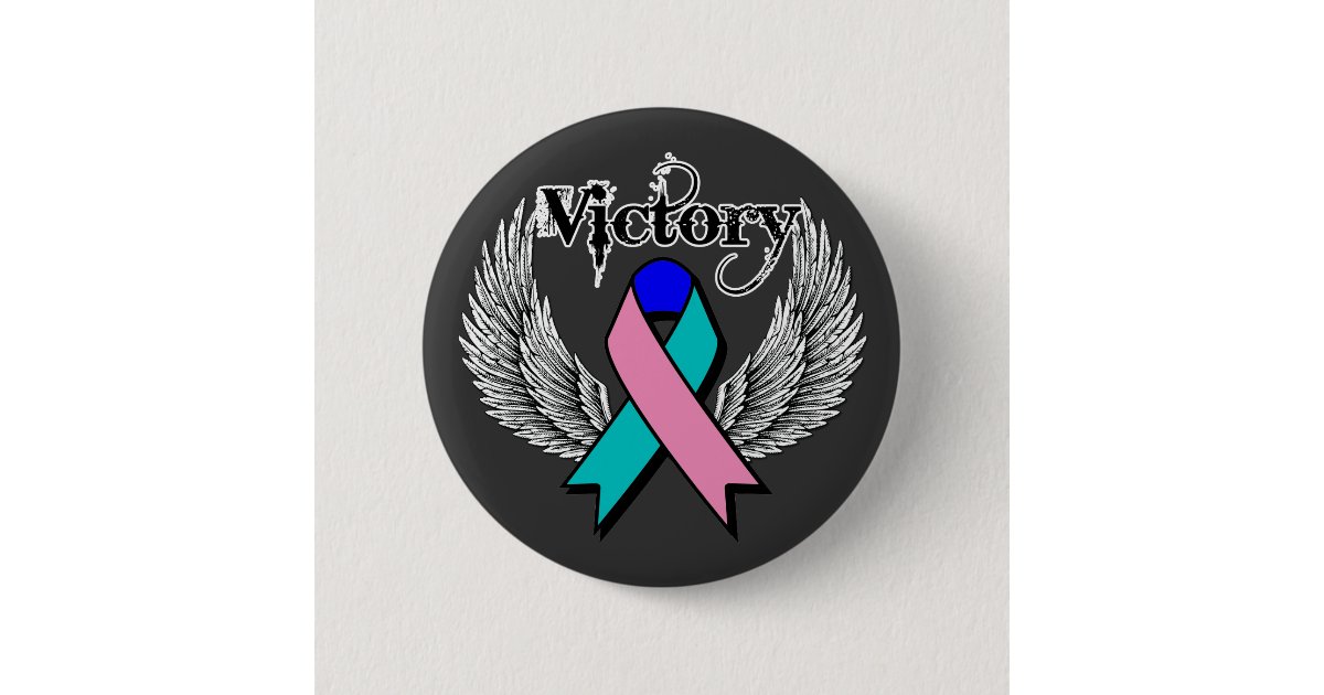 Victory Wings - Thyroid Cancer Pinback Button | Zazzle