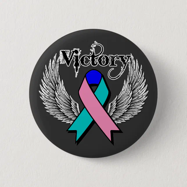 Victory Wings - Thyroid Cancer Pinback Button | Zazzle