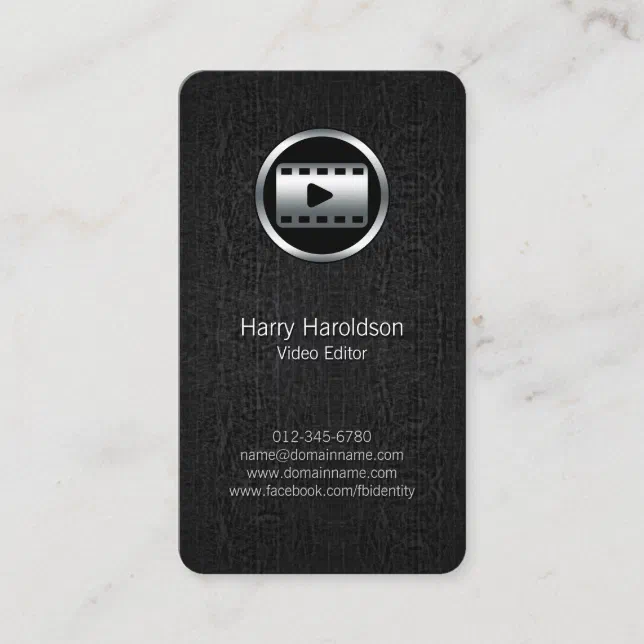 Video Editor Video Strip Black Grunge BusinessCard Business Card | Zazzle