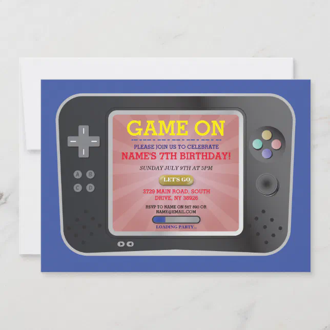 Video Game Birthday Party Gamer Boy Console Invite | Zazzle