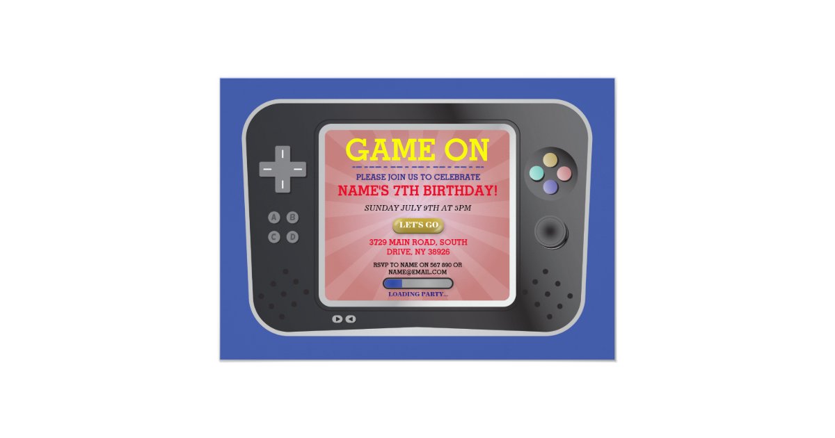 Video Game Birthday Party Gamer Boy Console Invite | Zazzle.com