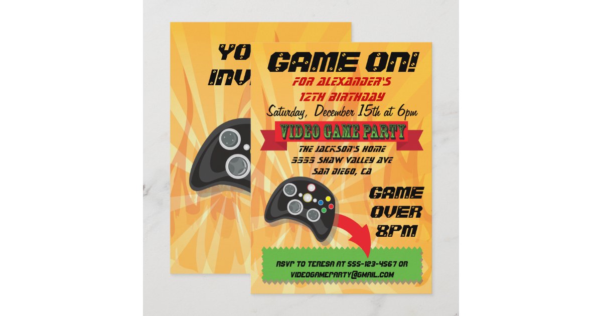 Video Game Birthday Party Invitations | Zazzle