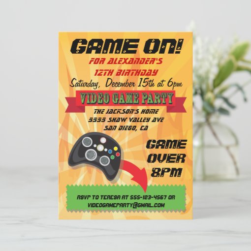 Video Game Birthday Party Invitations | Zazzle