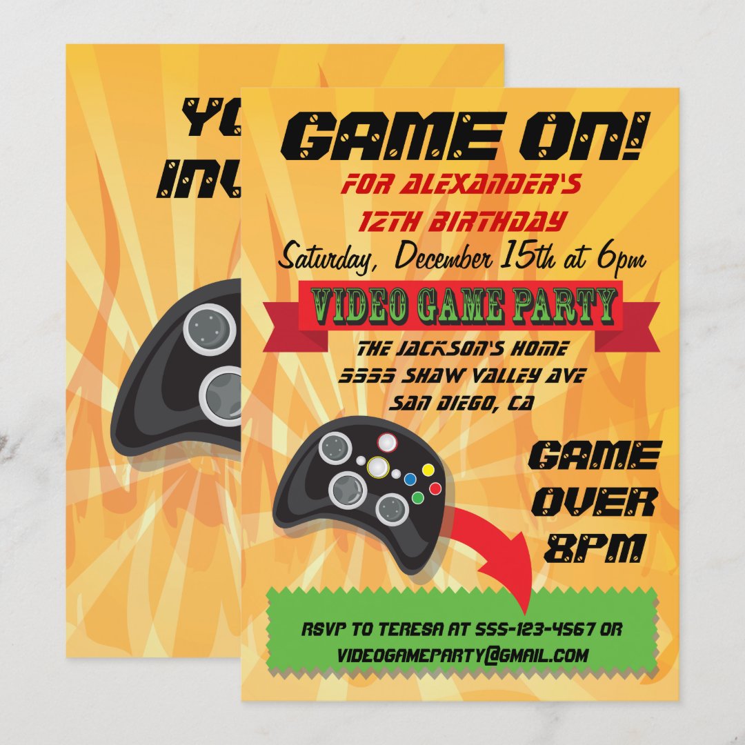 Video Game Birthday Party Invitations | Zazzle