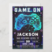 Video Game Birthday Party Neon Game On Invitation | Zazzle