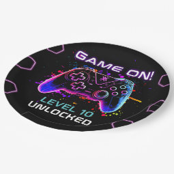 Video Game Birthday Party Paper Plates | Zazzle