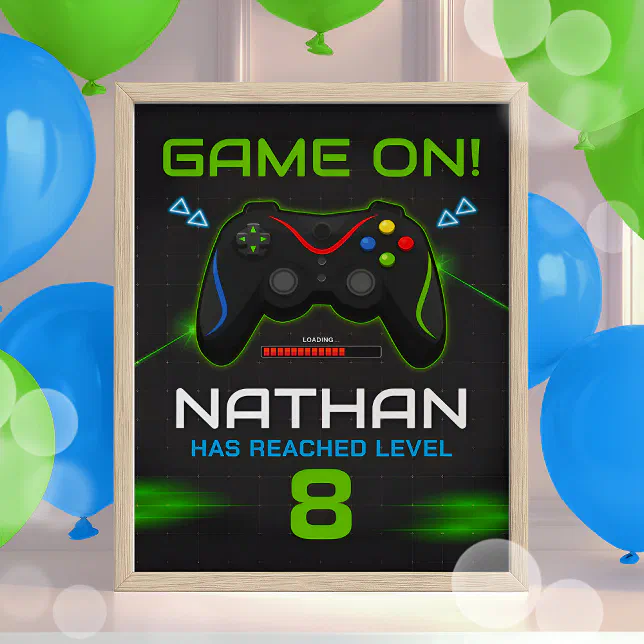Video Game Birthday Party Sign Boys | Zazzle