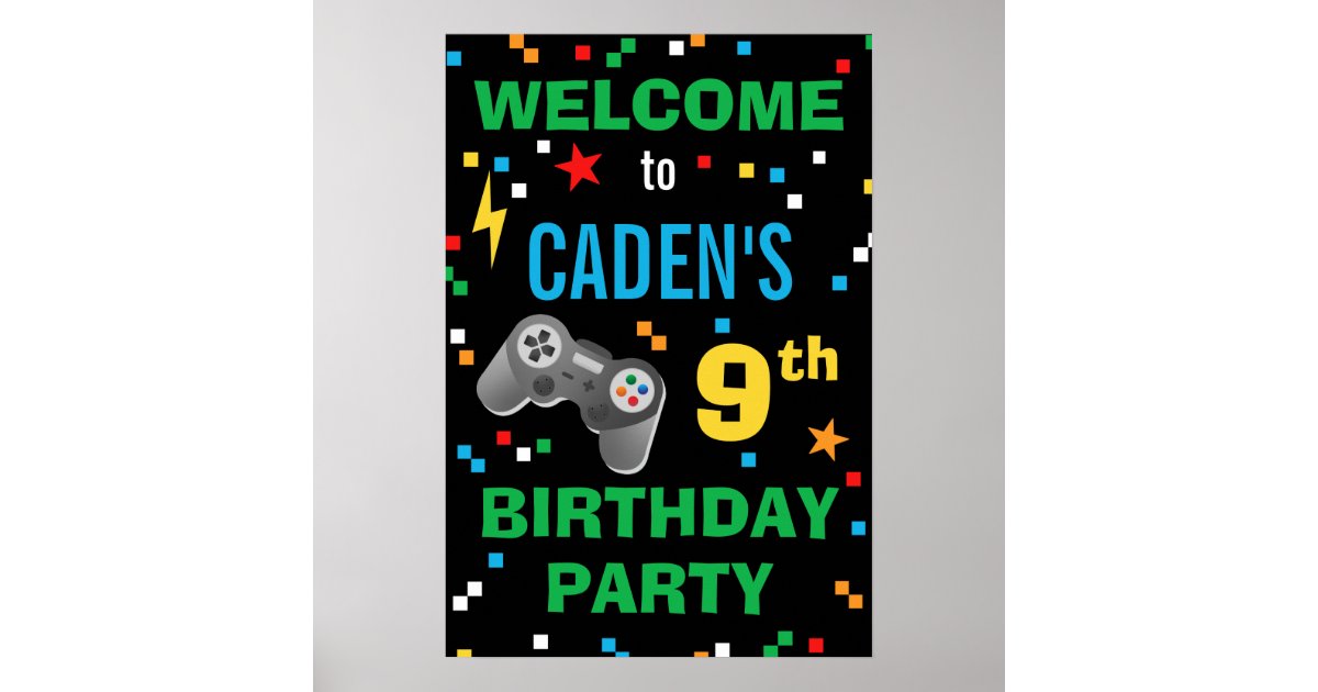 Video Game Birthday Party Welcome Poster | Zazzle