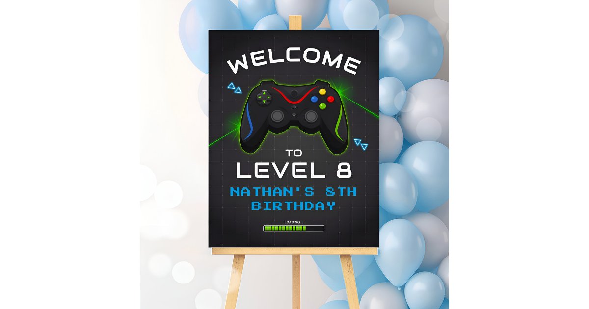 Video Game Birthday Party Welcome Sign | Zazzle