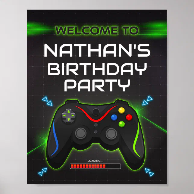 Video Game Birthday Party Welcome Sign Boys | Zazzle