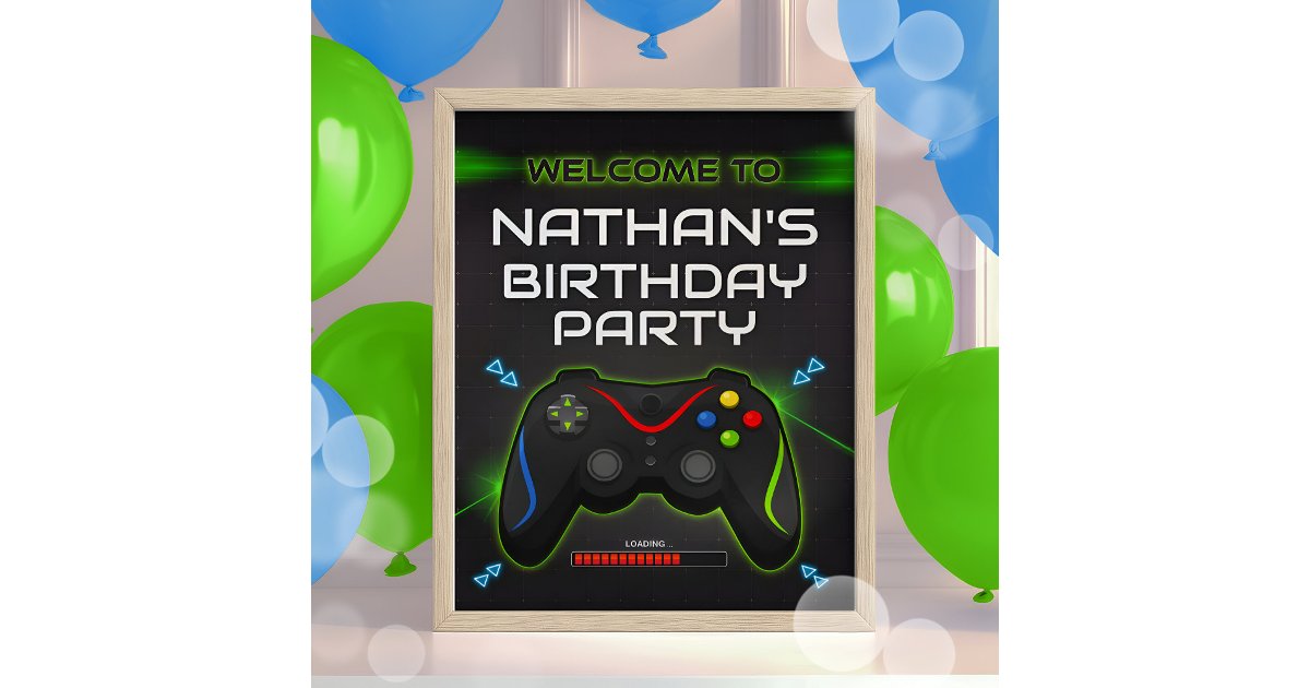 Video Game Birthday Party Welcome Sign Boys | Zazzle