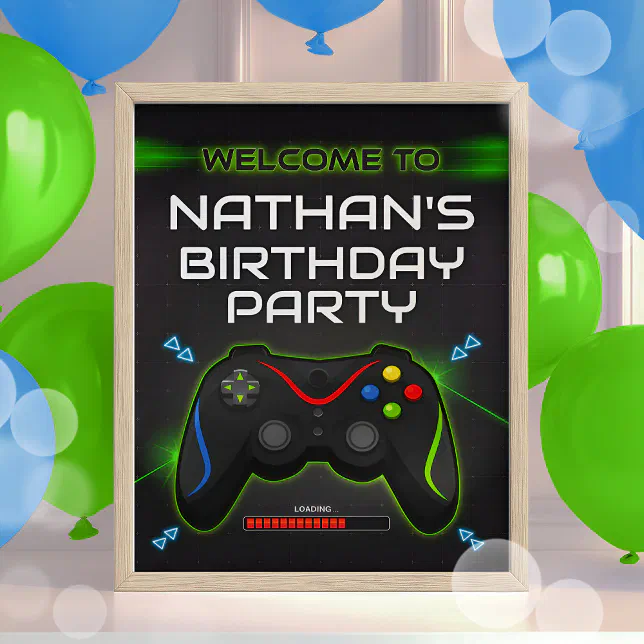 Video Game Birthday Party Welcome Sign Boys | Zazzle