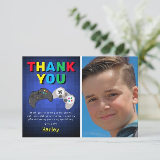 Video Game Birthday Photo Thank You | Zazzle