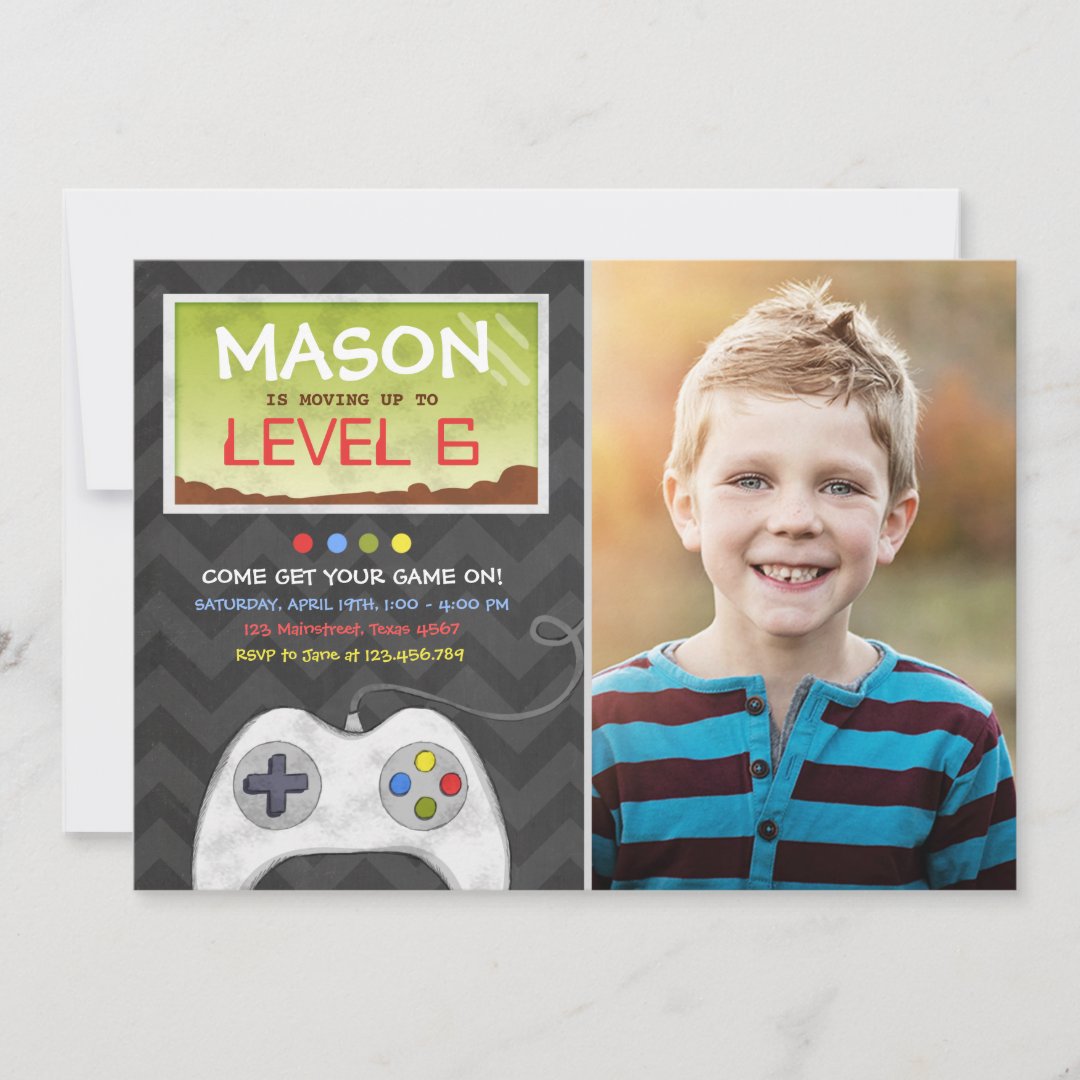 Video Game Boy Birthday Party Invitation | Zazzle