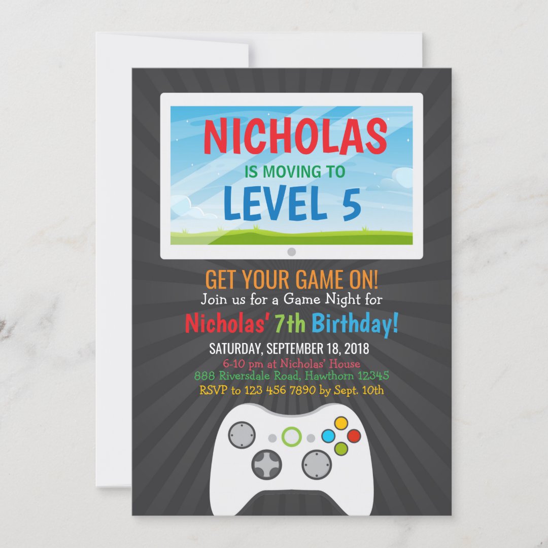 Video Game Boy Birthday Party Invitation | Zazzle