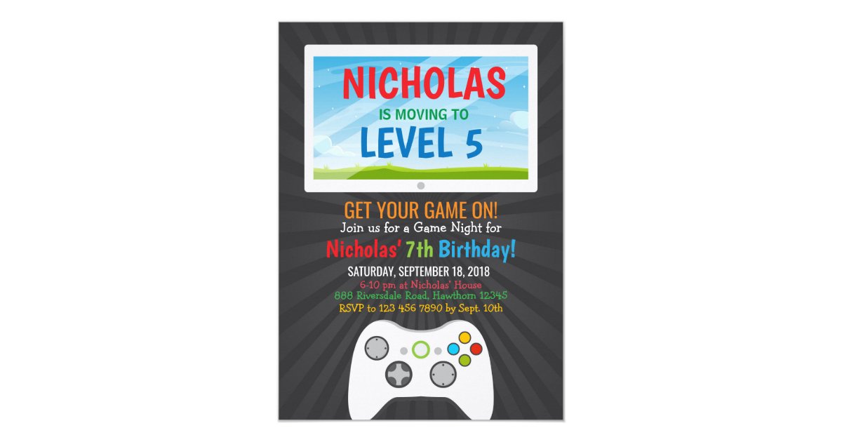 Video Game Boy Birthday Party Invitation | Zazzle.com
