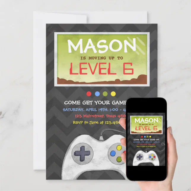 Video Game Boy Birthday Party Invitation | Zazzle