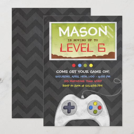 Video Game Boy Birthday Party Invitation | Zazzle