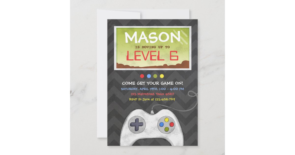 Video Game Boy Birthday Party Invitation | Zazzle