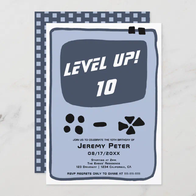 Video game console level up 10 kid birthday invitation | Zazzle