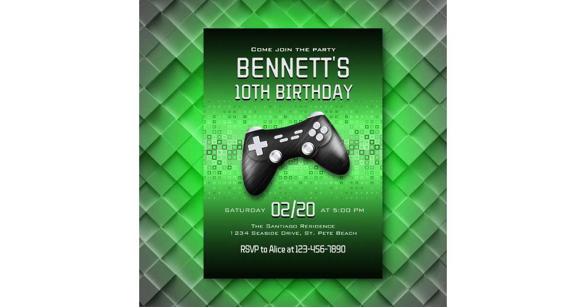 Video Game Controller Birthday Invitation | Zazzle