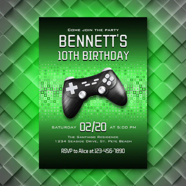 Video Game Controller Birthday Invitation | Zazzle