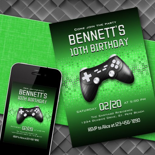 Video Game Controller Birthday Invitation | Zazzle