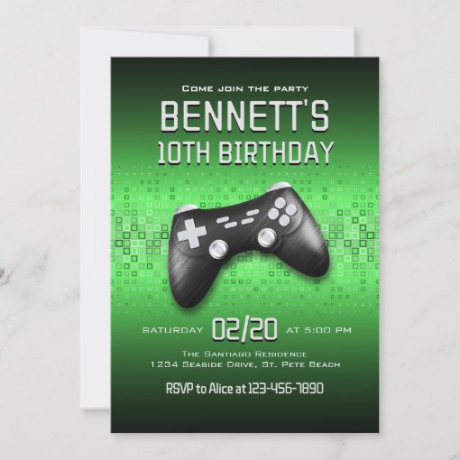 Video Game Controller Birthday Invitation | Zazzle