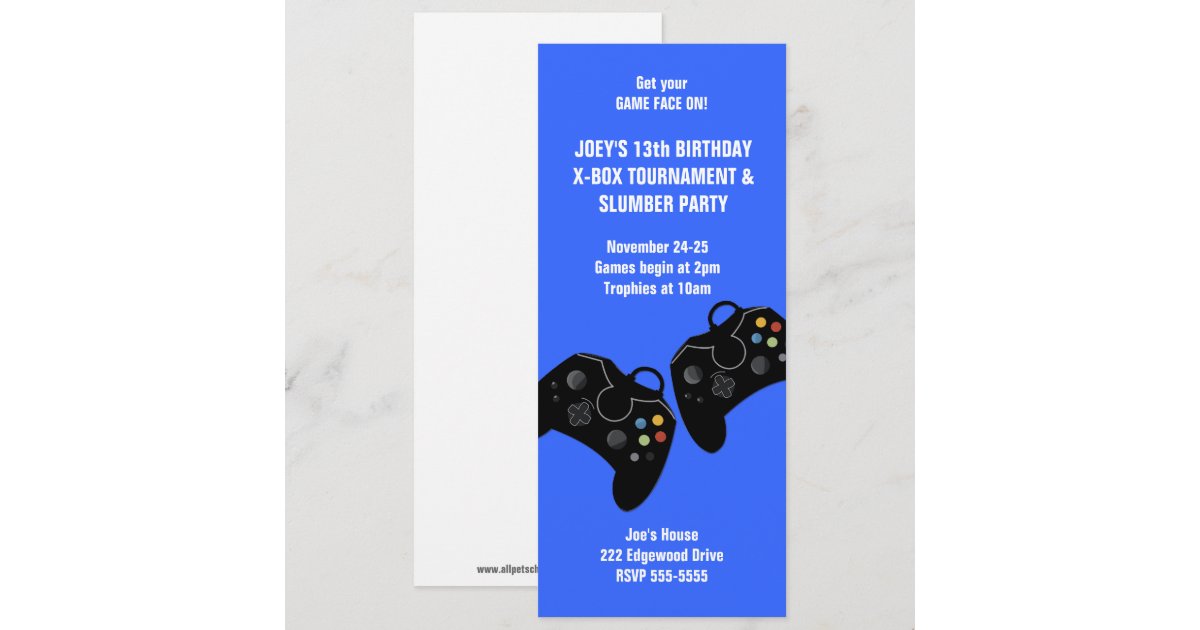 Video Game Controller Birthday Invitation 9 x 4 | Zazzle